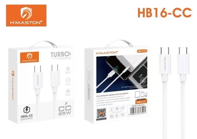 Cabo H’maston Turbo 27w Tipo C para Tipo C HB16-CC 1M – YL Eletronicos